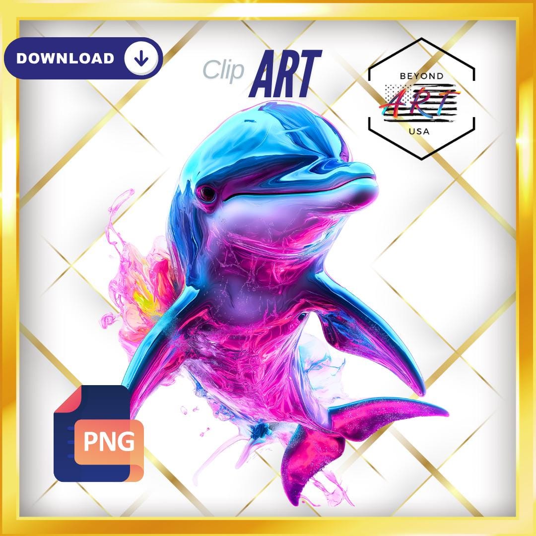 The Playful RGB Dolphin With a Smirk - Digital Download Clip Art #56 - Etsy