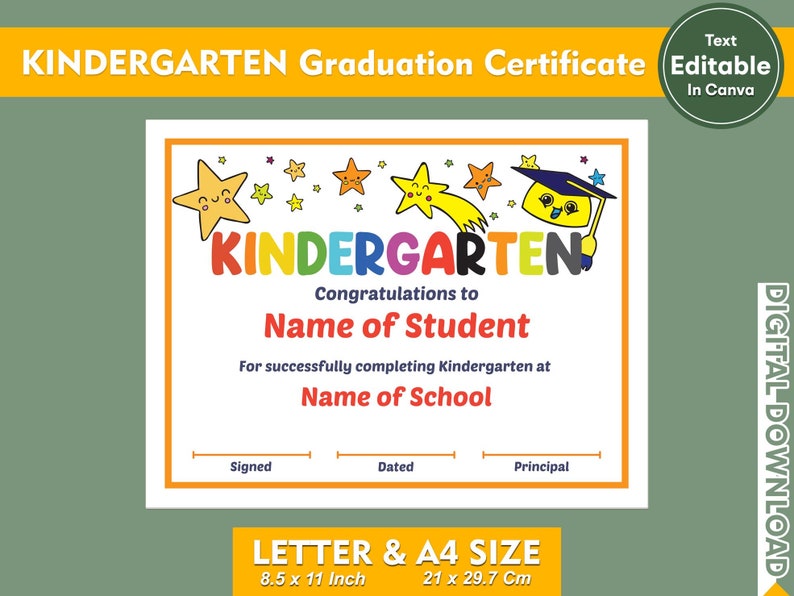 Editable Kindergarten Graduation Certificate | Kindergarten Graduation ...
