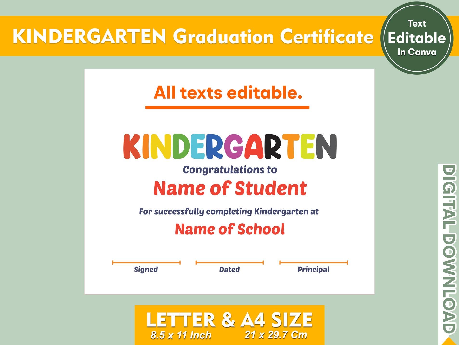 Editable Kindergarten Graduation Certificate | Kindergarten Graduation ...