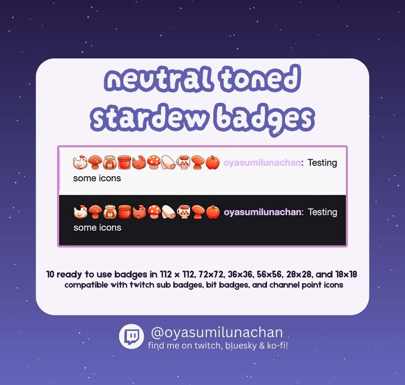 Neutral Toned Badges for Twitch Streamers - Stardew Valley - Etsy