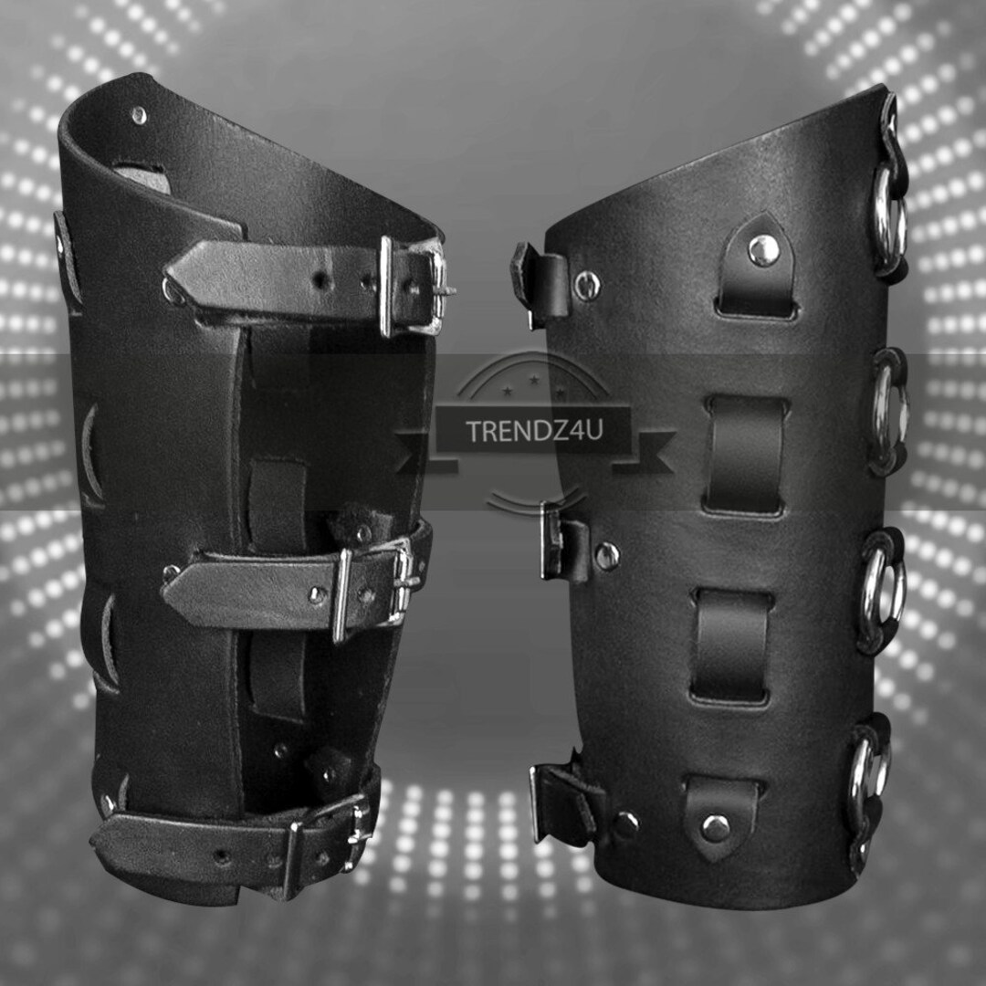 Road Warrior Black Leather Gauntlet With Woven Leather Straps, and ...