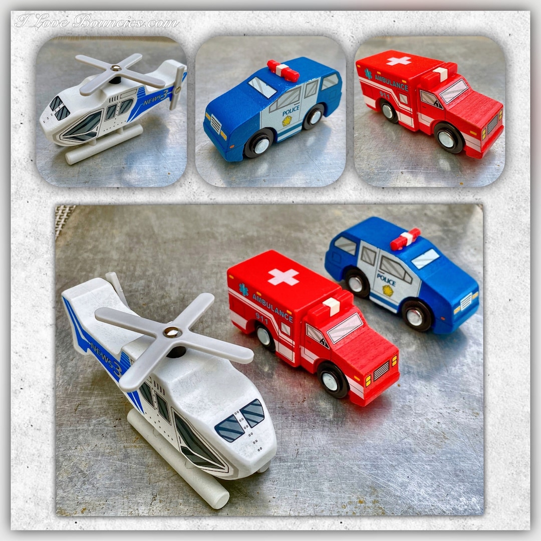Emergency Response Team Vehicles Miniature Handmade Wooden Cars Police ...