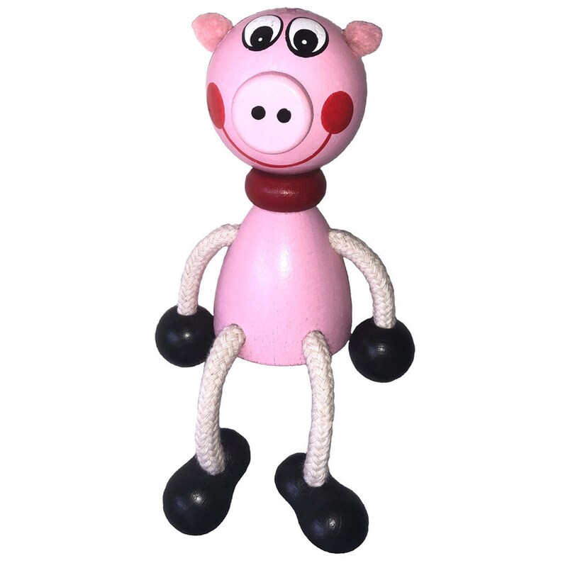 Piggie Bouncy Pig Girl Boy Wooden Toy Spring Jumper Old - Etsy
