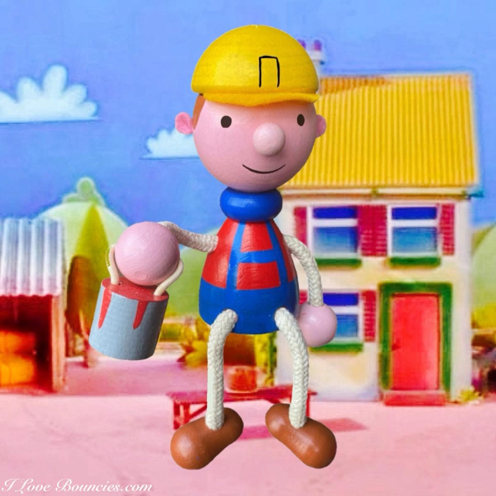 Peter the Painter Bouncy - Wooden Builder Carpenter Worker Jumper Toy ...