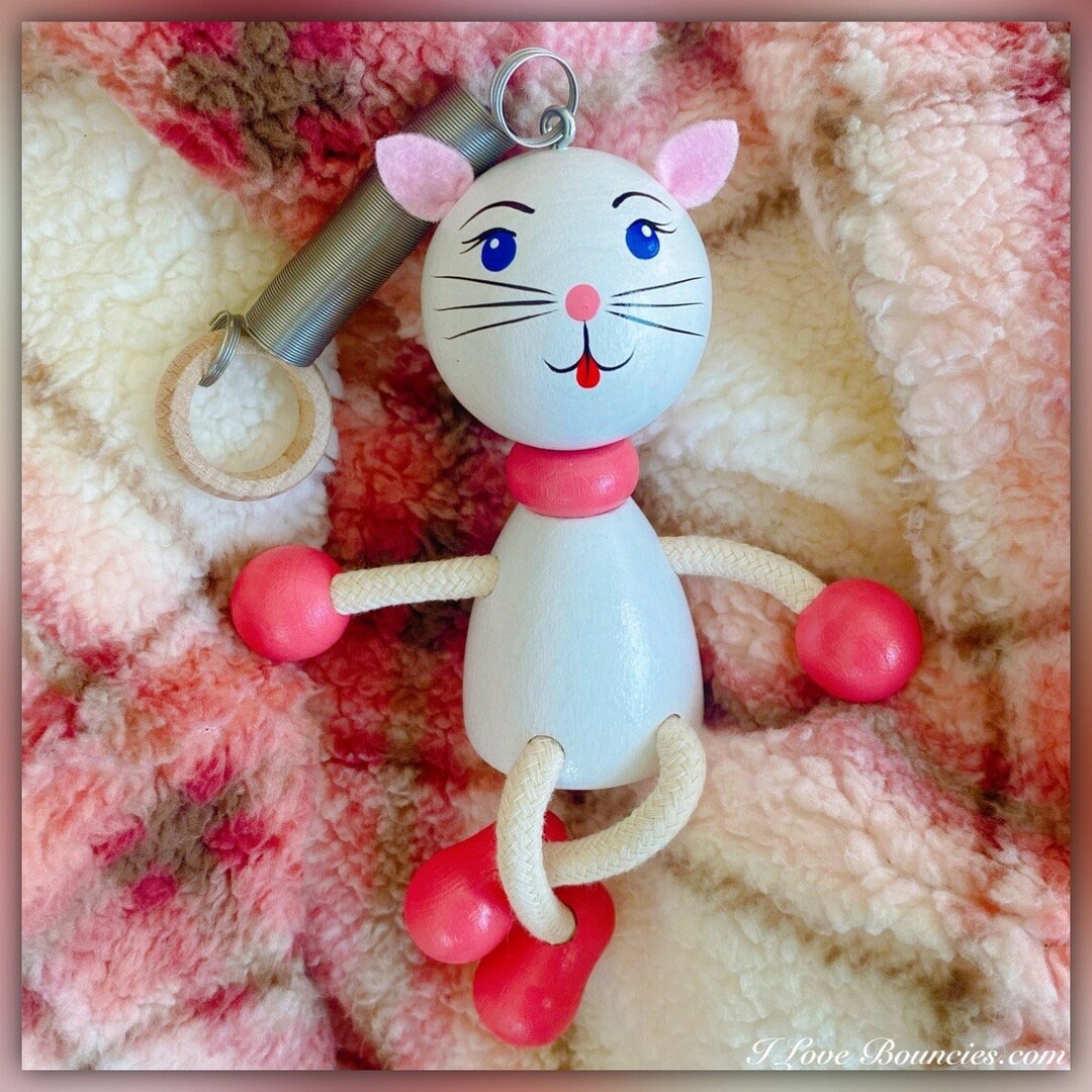 Duchess Bouncy Kitty Cat Marie Wooden Cat Toy on Spring Jumper Old ...