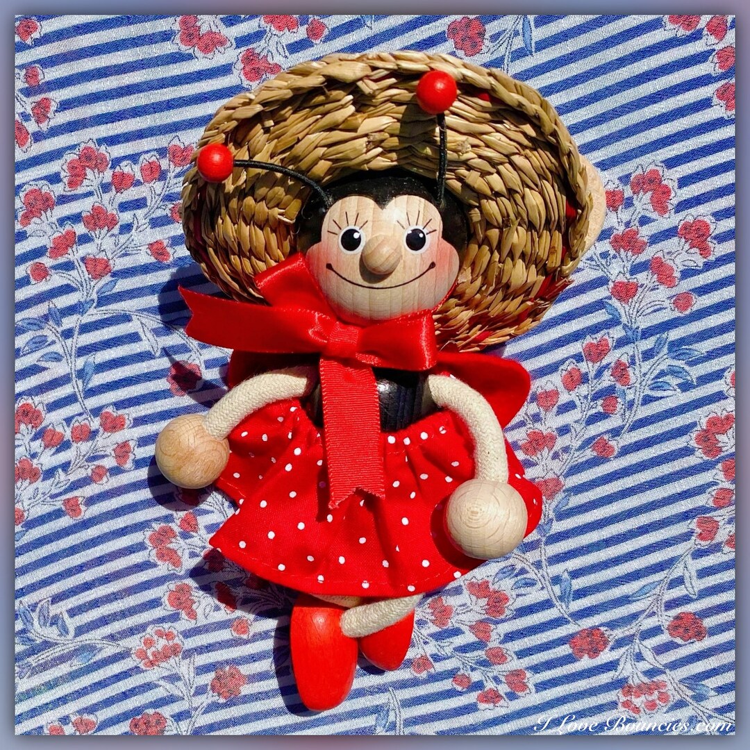 Hanging Wooden Ladybug Bouncie: Spring Garden Decor - Etsy