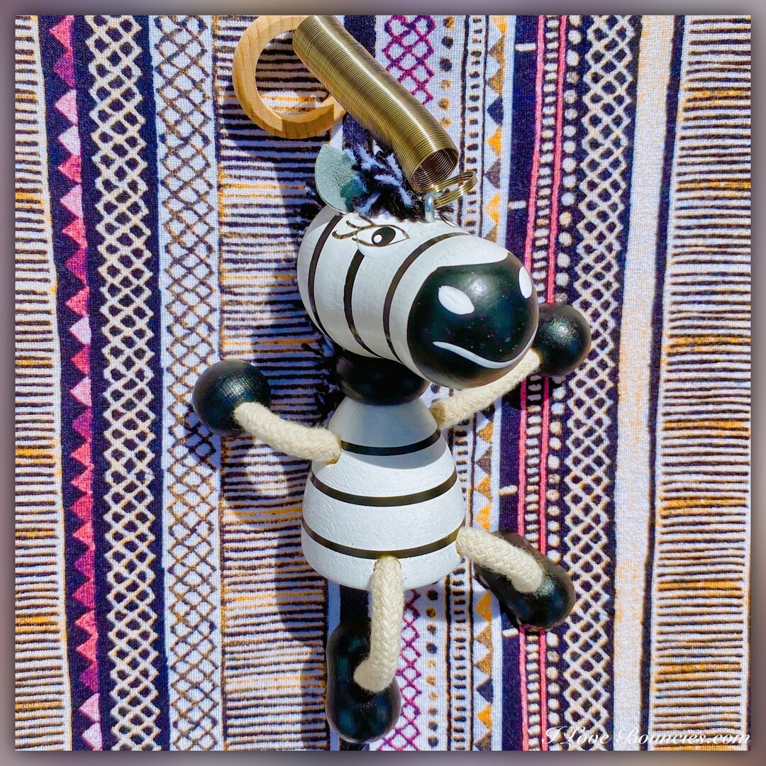 Zebra Bouncy - Safari Zebra Zoo Wooden Toy Spring Jumper - Old World ...