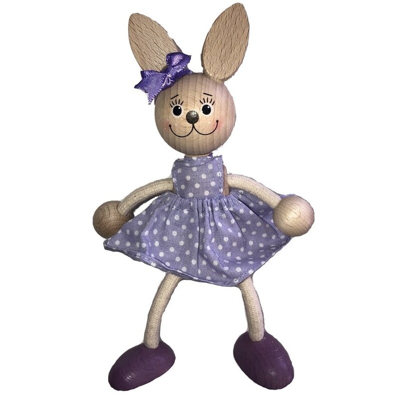 Bunny Bouncy Missus Bunnie Rabbit Wooden Toy Spring Jumper Old World ...