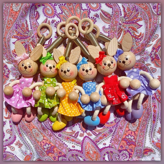 Bunny Bouncy Missus Bunnie Rabbit Wooden Toy Spring Jumper - Etsy