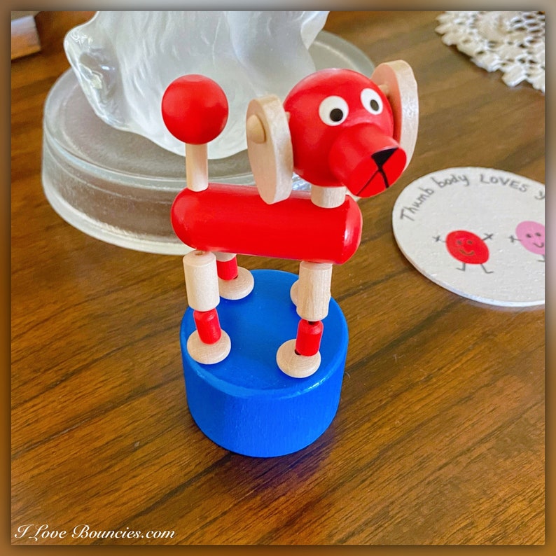 Red Dog Push Button Toy: Handmade European Style Puppy - Etsy UK
