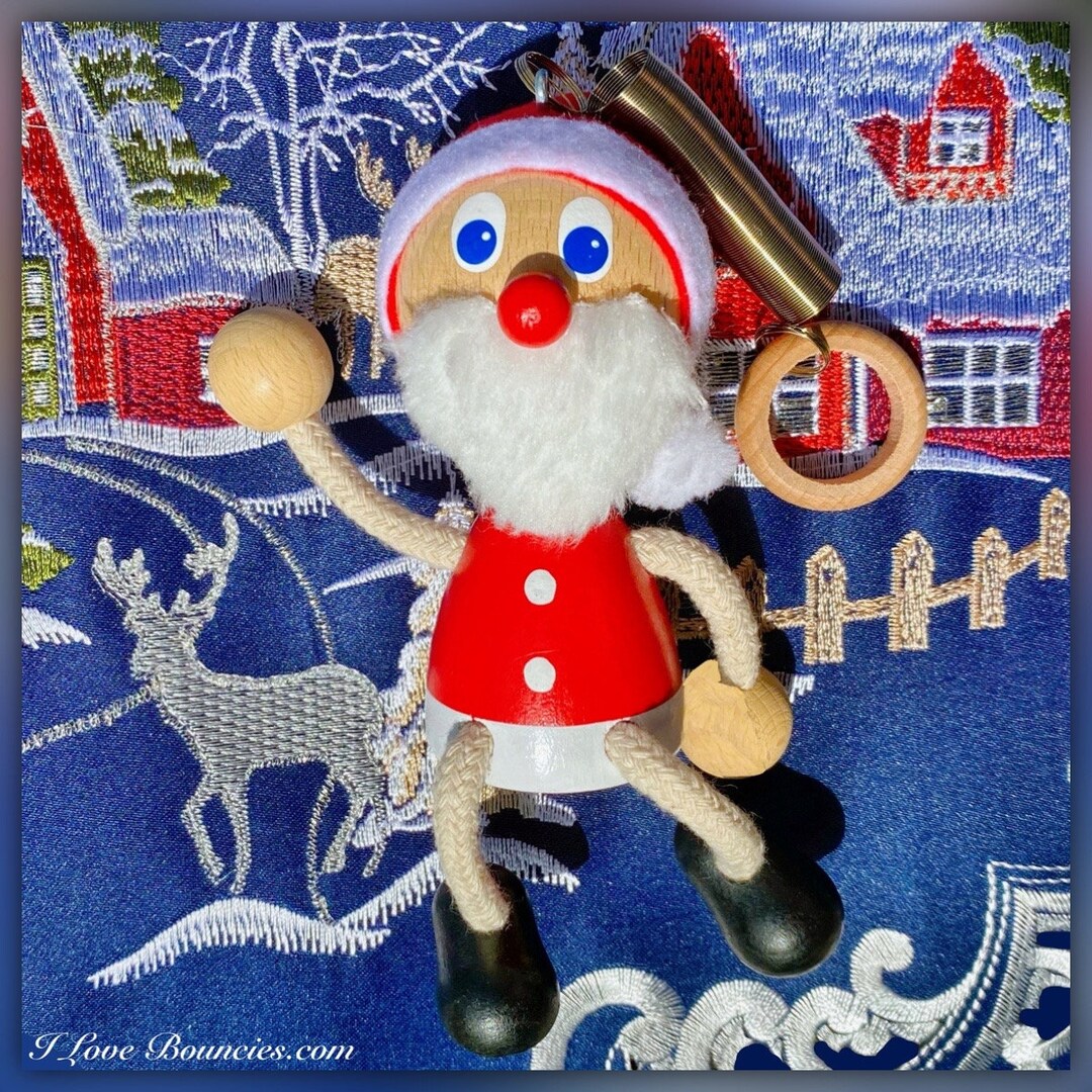 Handmade Wooden Santa Claus Bouncer: Bohemian Christmas Decor - Etsy