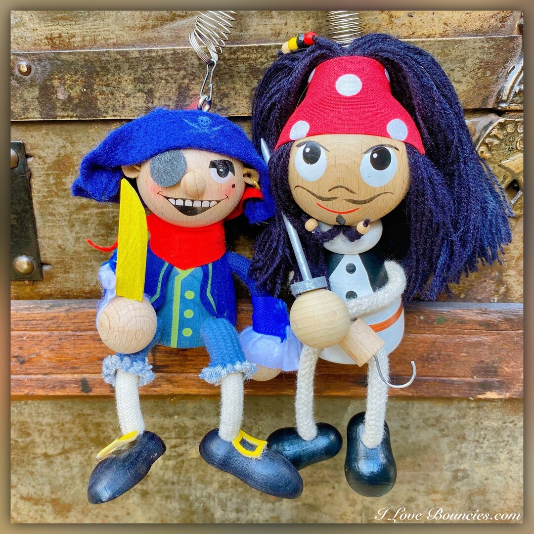 Sea Pirate Bouncy: Handmade Wooden Spring Jumper Toy - Etsy