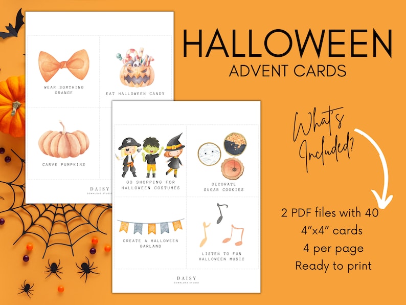 Halloween Advent Calendar, Halloween Advent Cards for Kids, Halloween ...