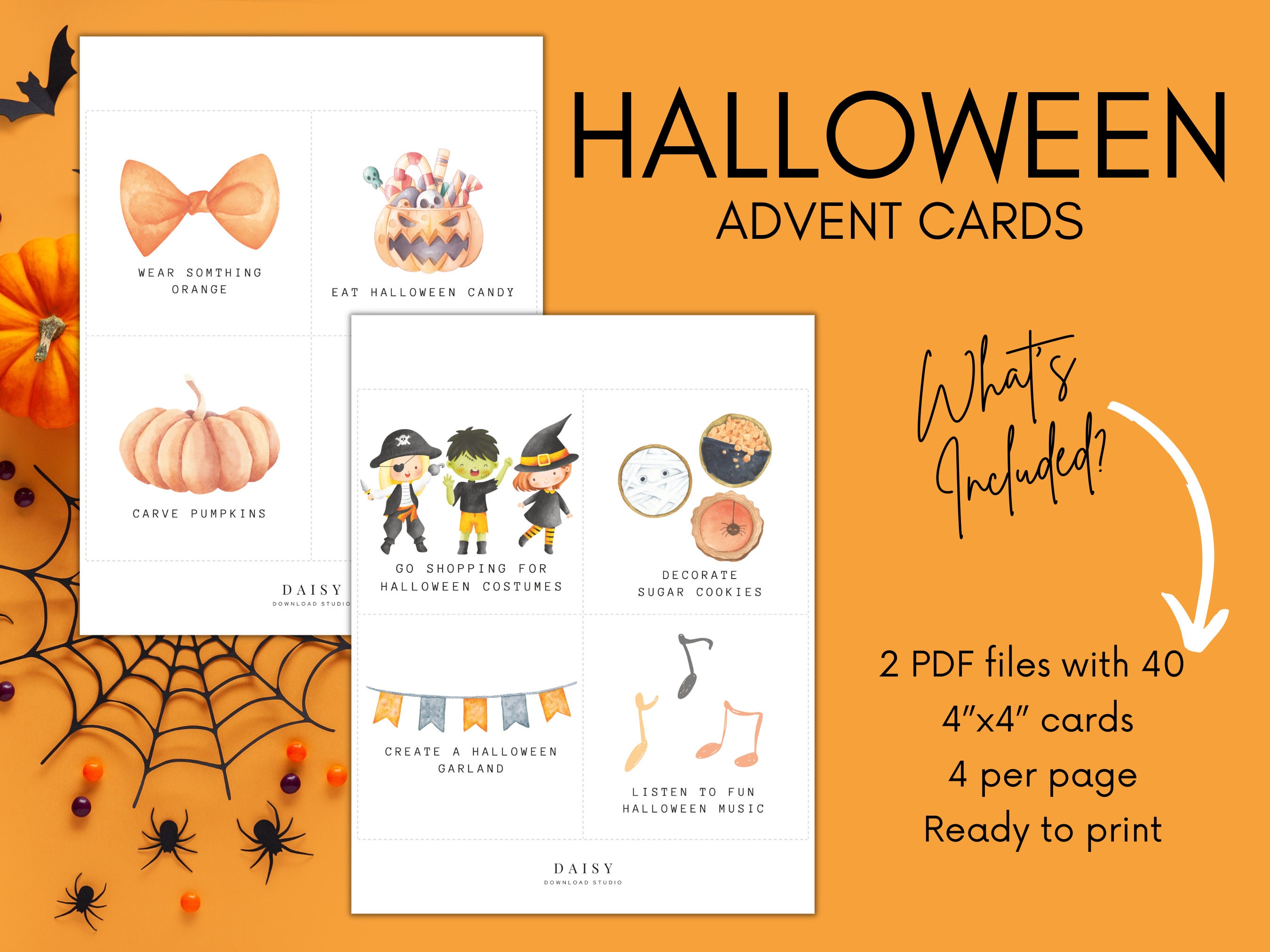 Halloween Advent Calendar, Halloween Advent Cards for Kids, Halloween ...