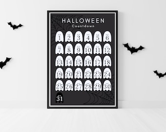 Halloween Countdown Calendar, Halloween Decor, Digital Download, Halloween Advent Calendar ...