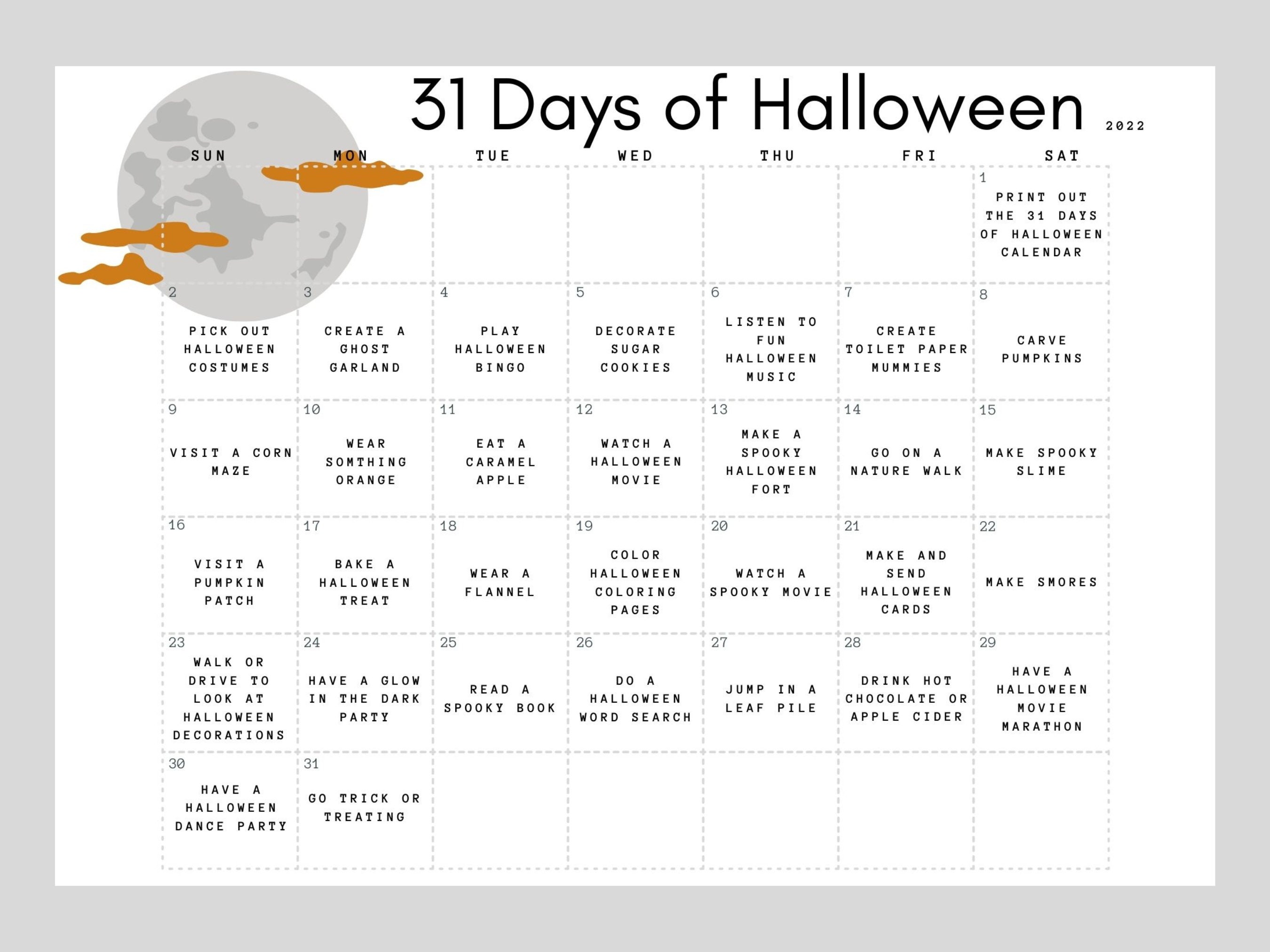 31 Days of Halloween Activities, 31 Days of Halloween for Kids ...