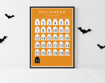 Halloween Countdown Calendar, Halloween Decor, Digital Download ...