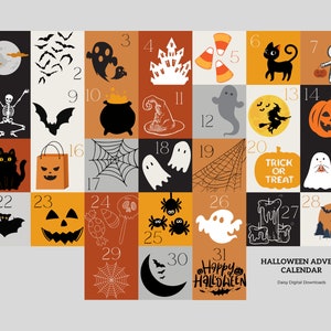 Printable Halloween Advent Calendar: DIY Countdown Decor (digital ...