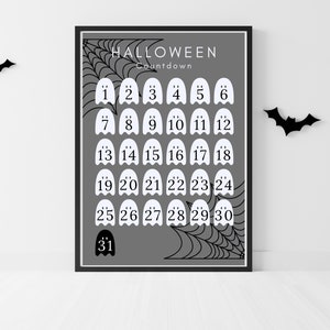 Halloween Countdown Calendar, Halloween Decor, Digital Download ...
