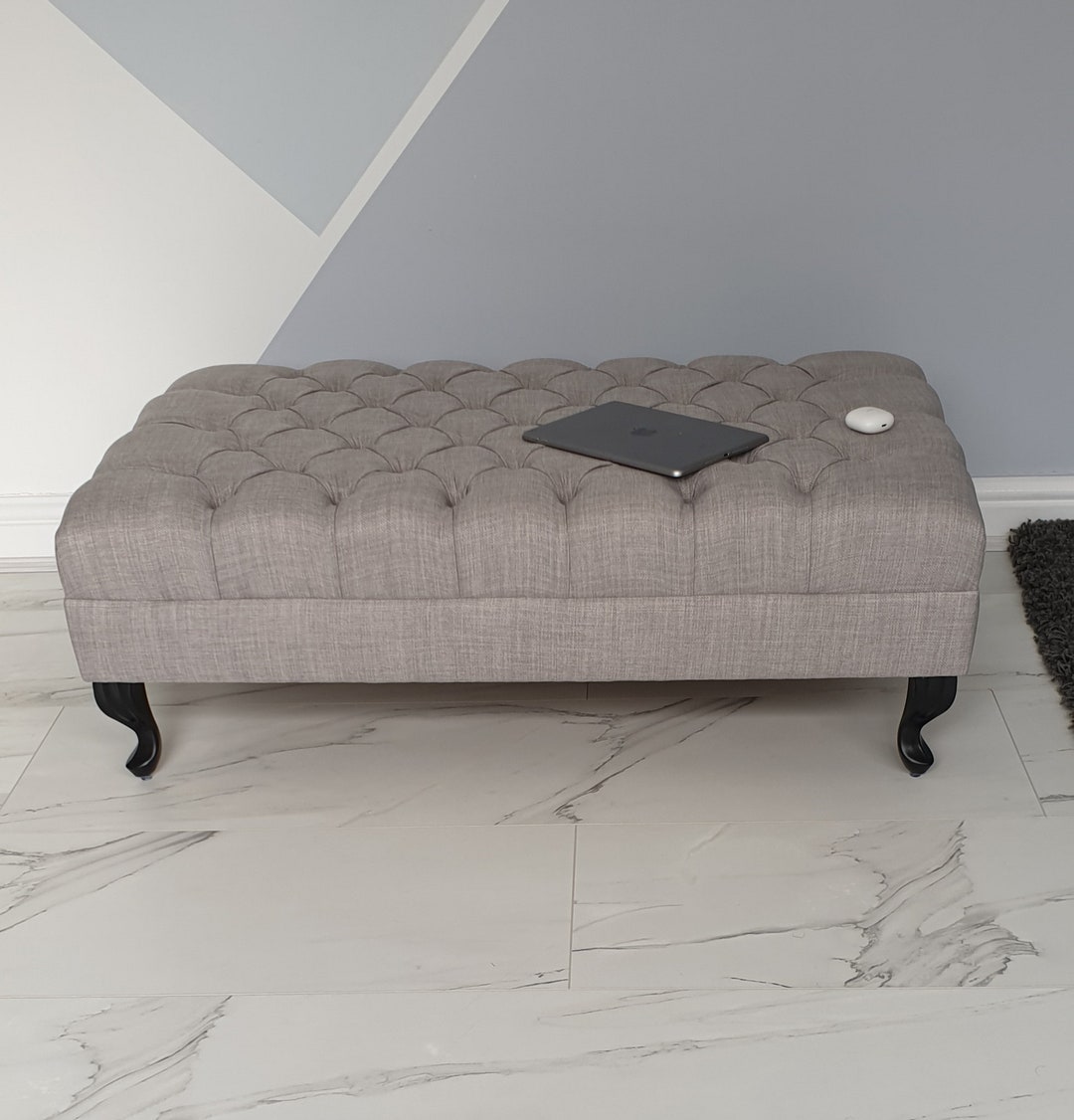 Chesterfield Double Top Coffee Table & Footstool Deep Buttons Made by ...