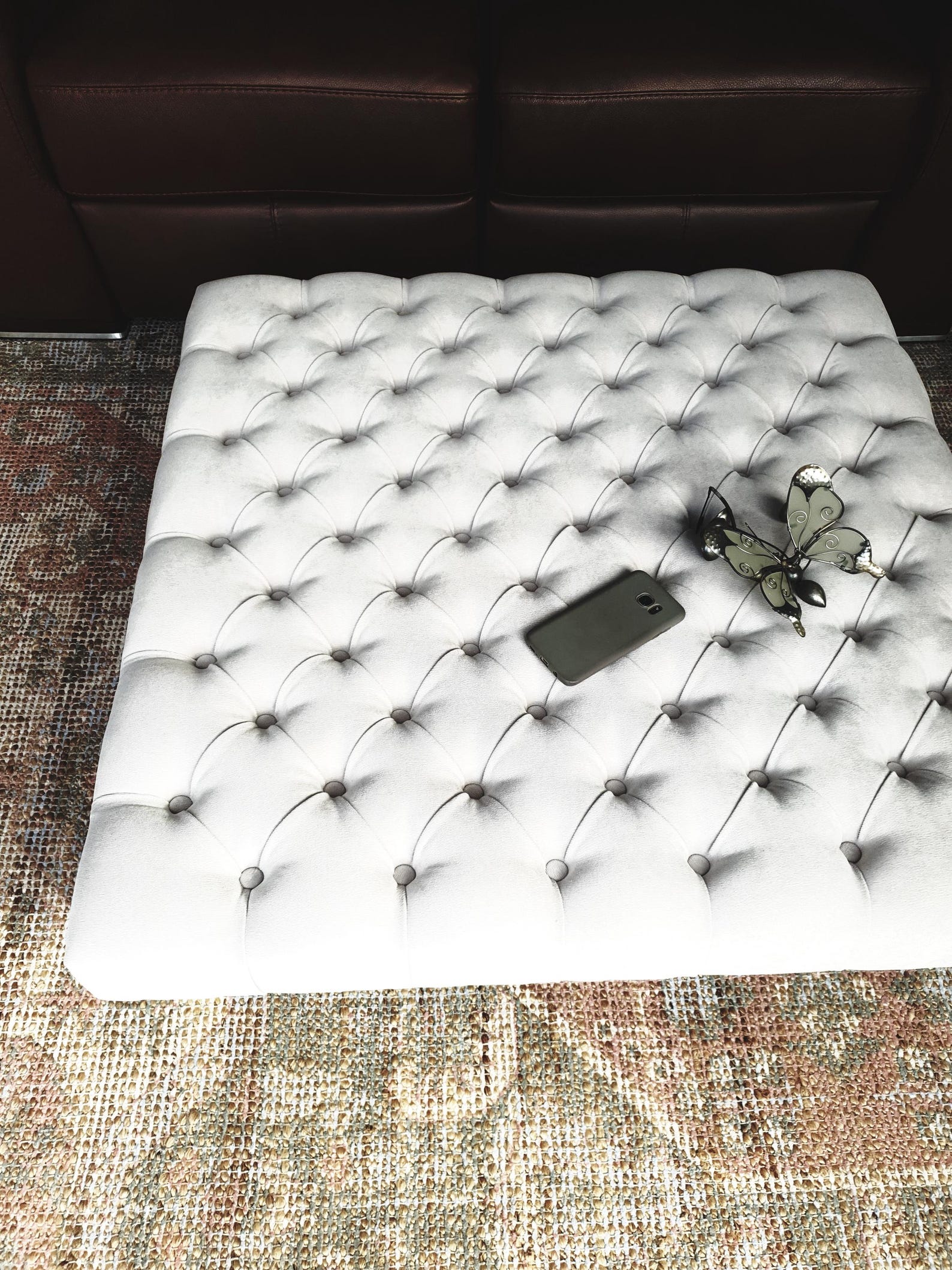 Chesterfield Double Top Coffee Table & Footstool Deep Buttons Made by ...