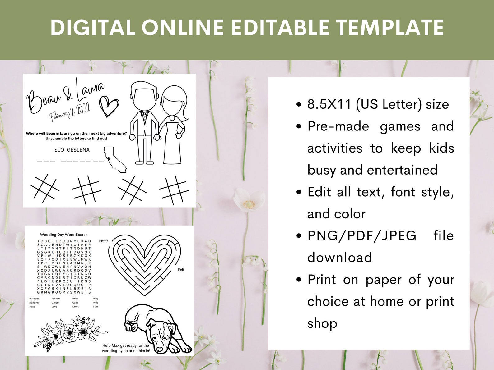 Kids Wedding Activity Page Coloring Page Childrens - Etsy