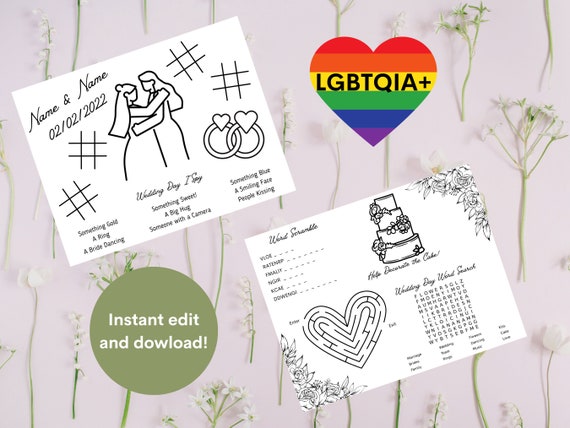 Kids LGBTQIA Wedding Activity Page Coloring Page - Etsy
