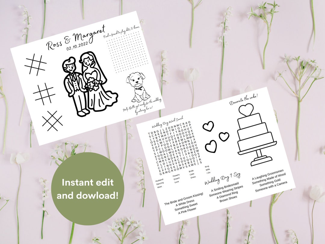Kids Wedding Activity Page | Coloring Page | Children’s Wedding ...