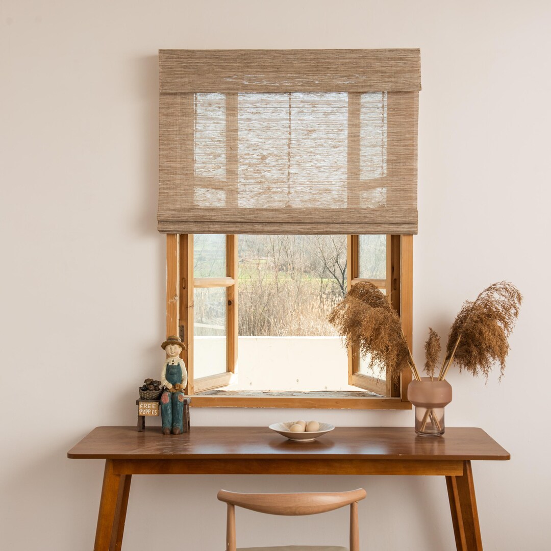 Customize Cordless Roman Shades 100% Natural Roman Blinds, Length 20-80 ...