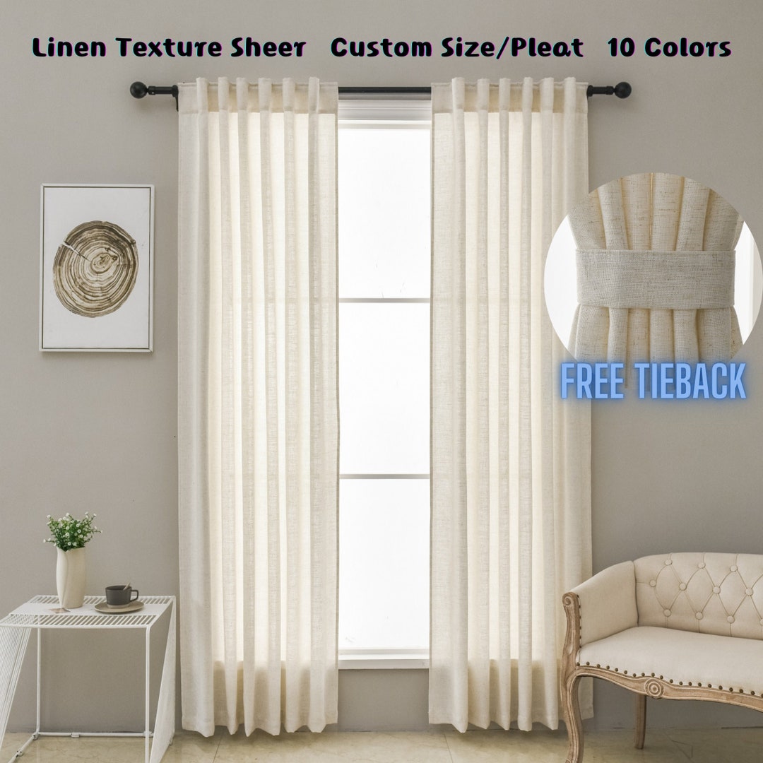 Customize Size/head Linen Textured Sheer Curtain Wabi-sabi Style, Extra ...