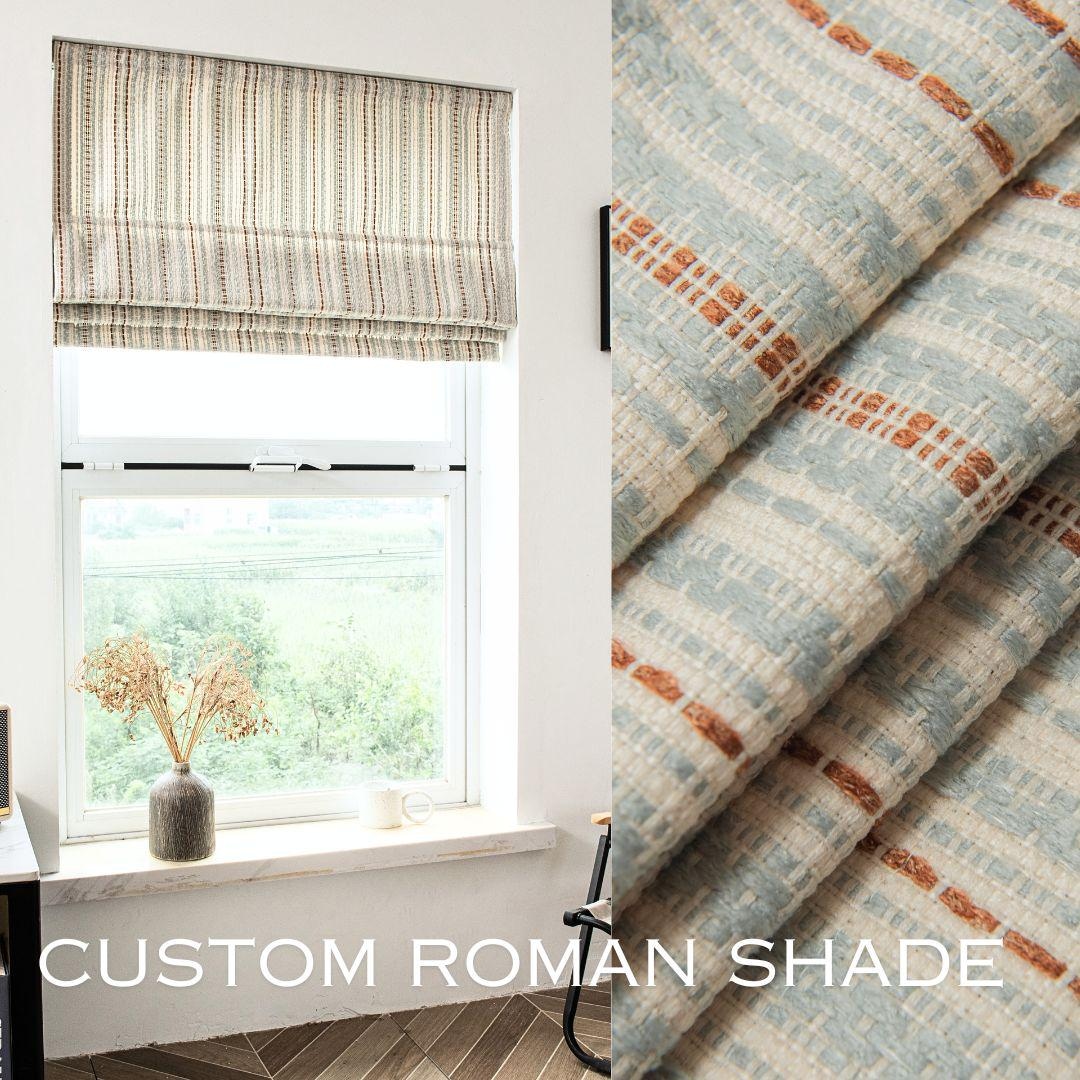 Fair Isle Blue Weave Cordless Roman Shade, Custom Inside/outside Mount ...