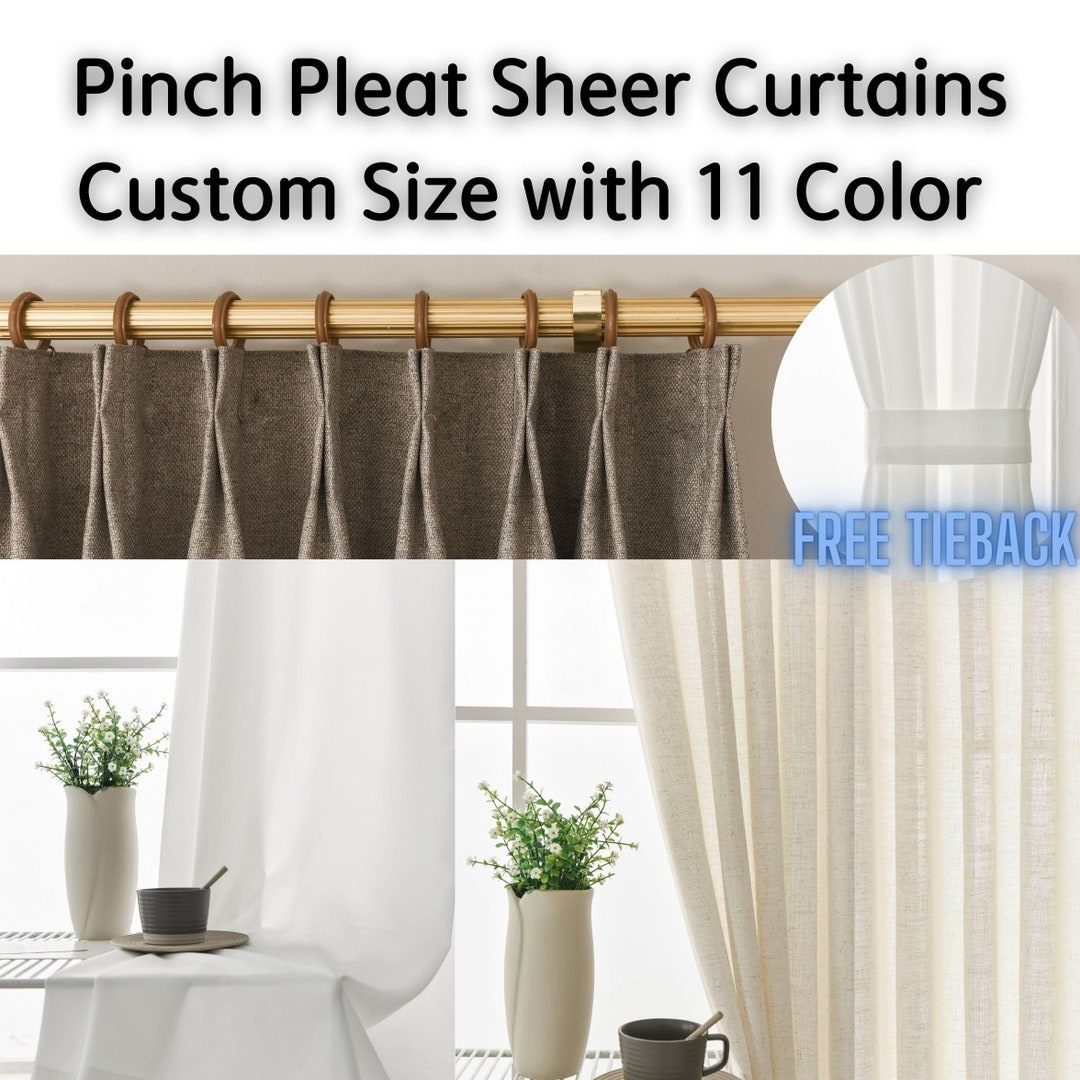 Pinch Pleat Sheer Curtains With Custom Size/fabric/colors FREE Tieback ...