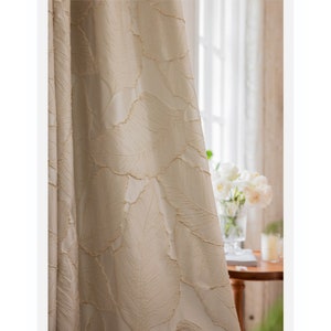 French Embossed Leaves Luxury Curtain 95% Blackout Curtain, Custom Size ...