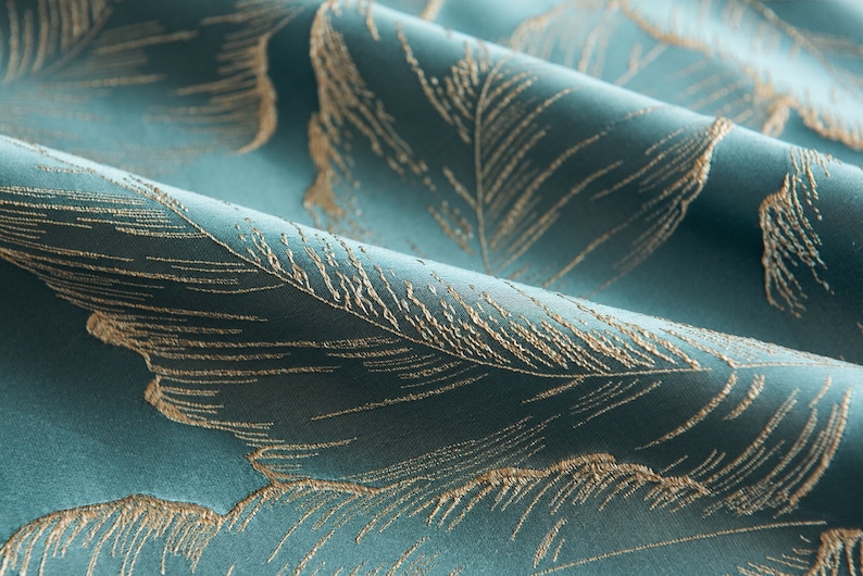 French Embossed Leaves Luxury Curtain 95% Blackout Curtain, Custom Size ...
