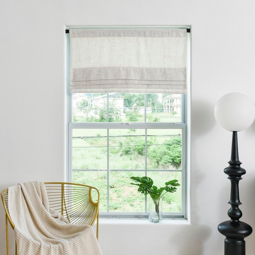 Linen Textured Sheer Faux Roman Shades Valance, Custom Size Window ...
