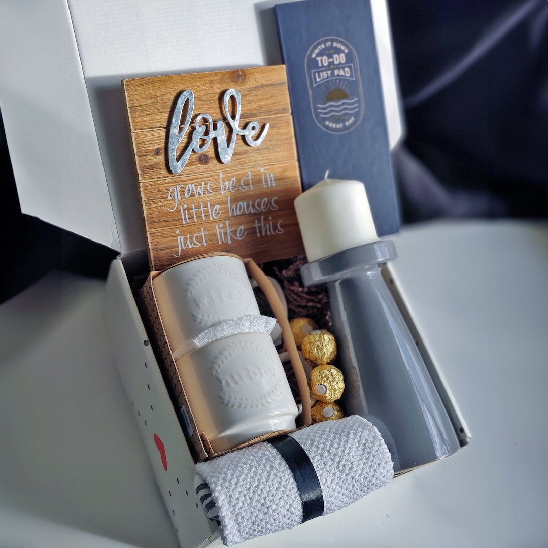 Wifey Hubby GIFT Box, First Home New Family Set, Warming Basket for ...