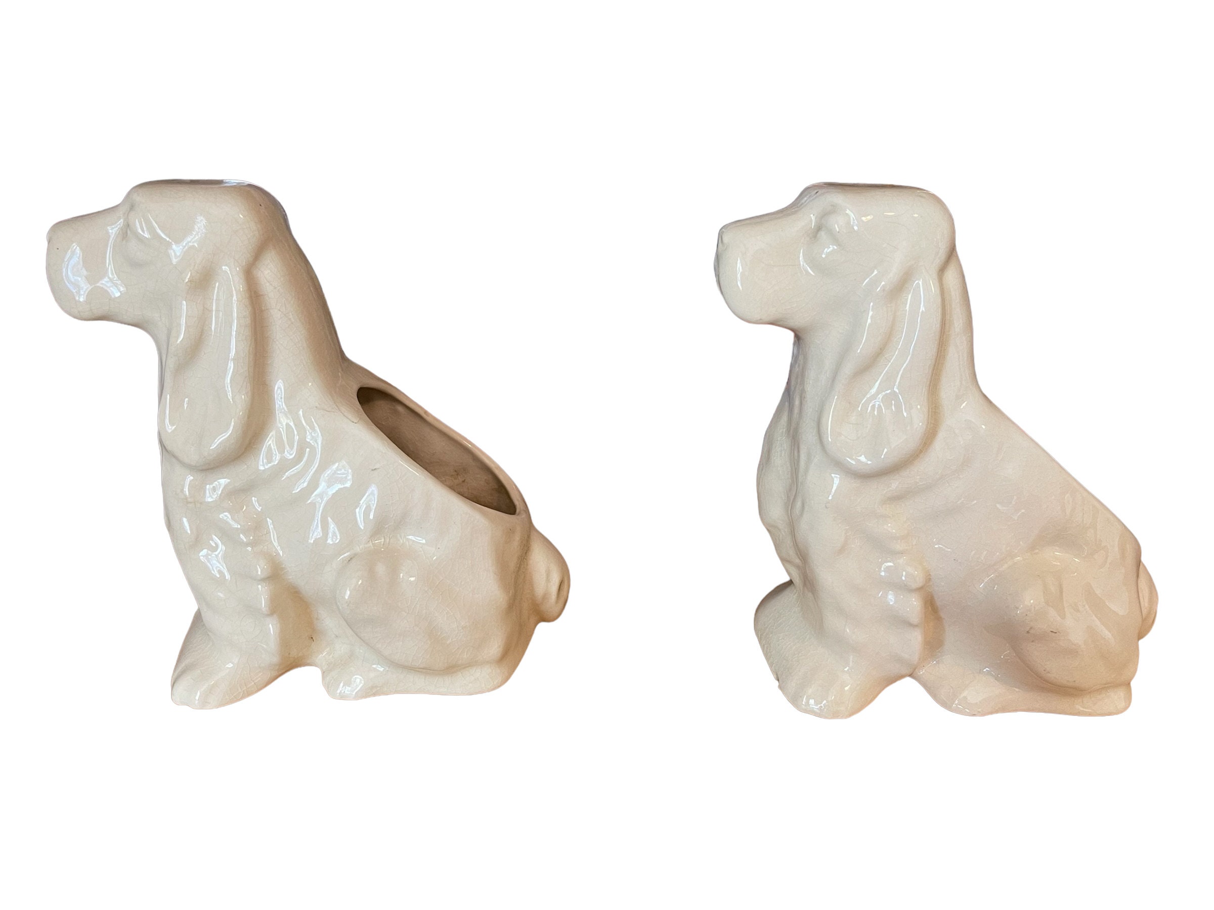 Vintage Ceramic Cocker Spaniel Planter Set - Etsy