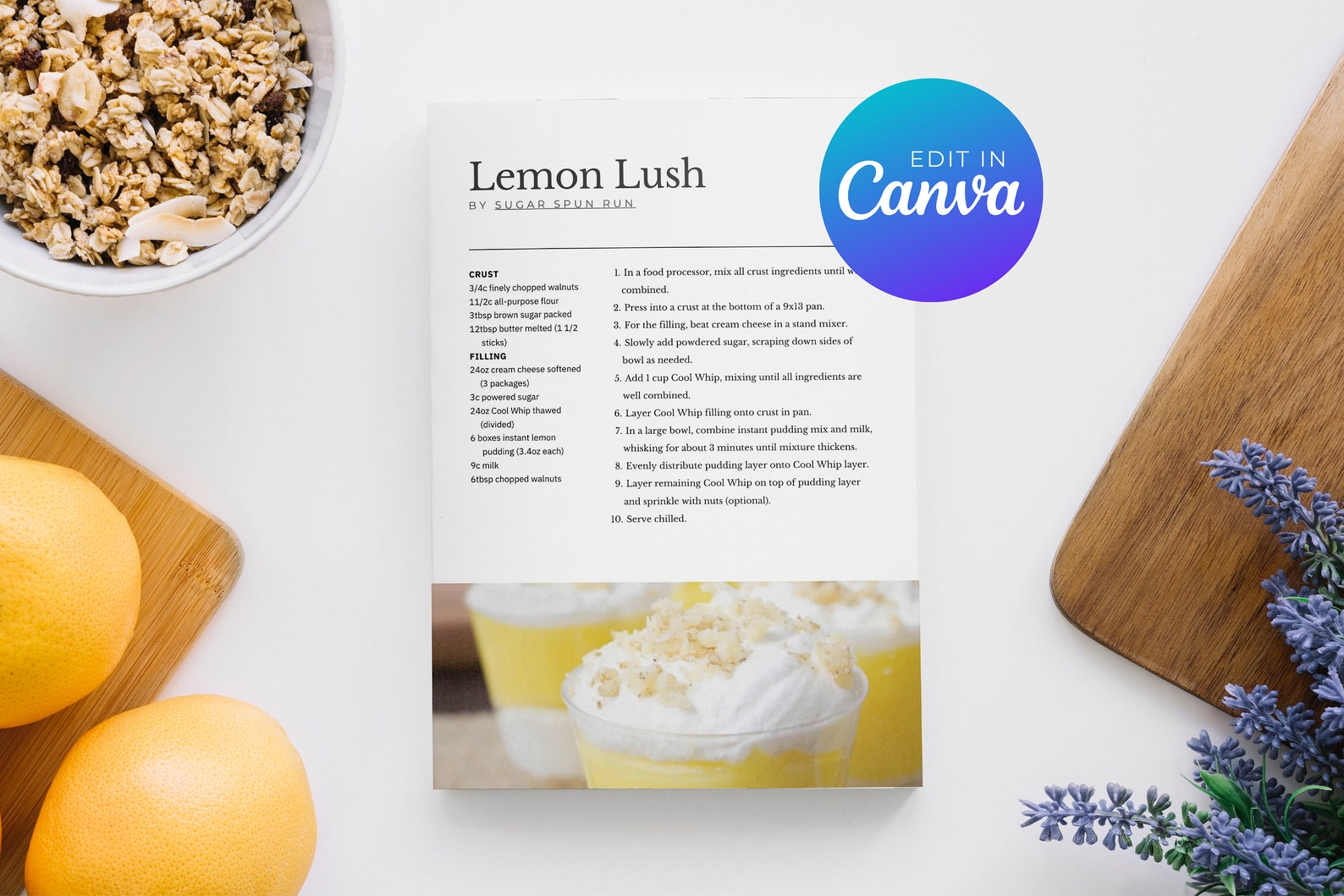 MINIMALIST Recipe Cookbook Page Template - Etsy