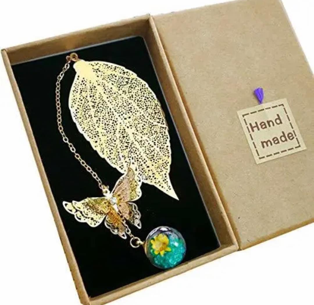 Metal Gold Leaf Bookmark, Blue Diamonds & Yellow Flowers, Mother ...