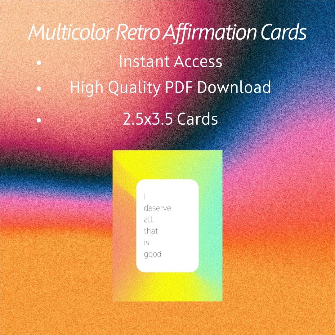 Printable Retro Style Affirmation Cards ; Instant Access Affirmation ...