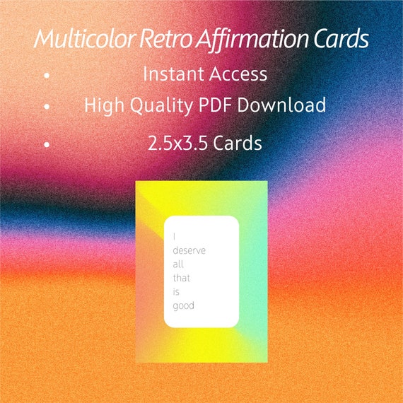Printable Retro Style Affirmation Cards Instant Access - Etsy