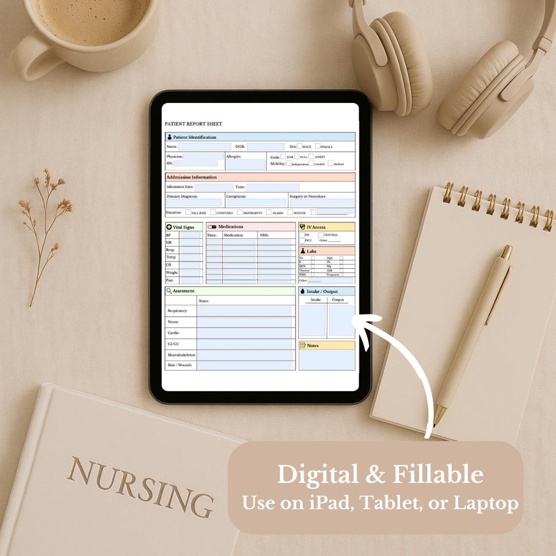 Nursing Clinical Report Sheet | Printable & Fillable PDF | SBAR Nursing ...