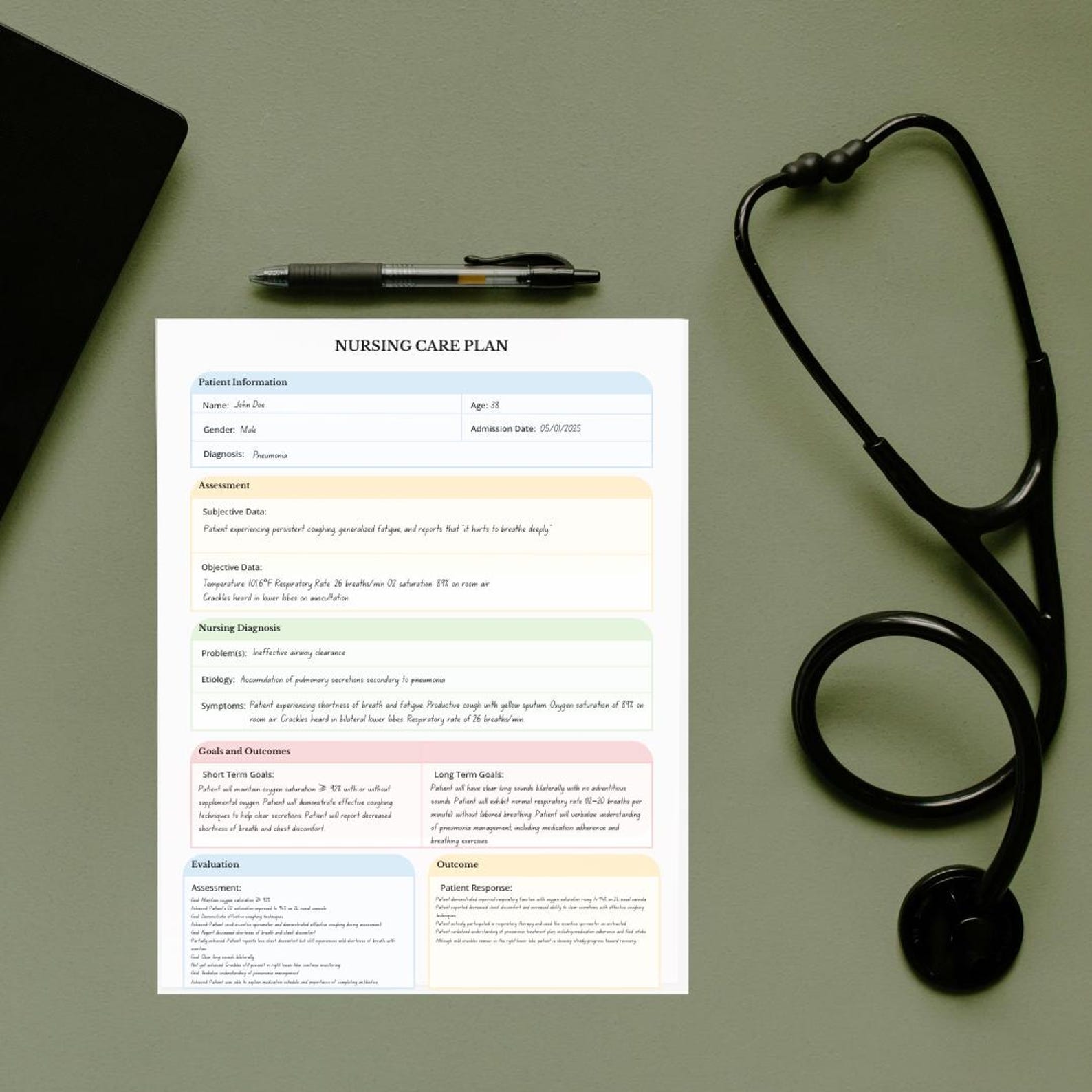 Printable Nursing Care Plan Template | Clinical Care Sheet | RN Student ...
