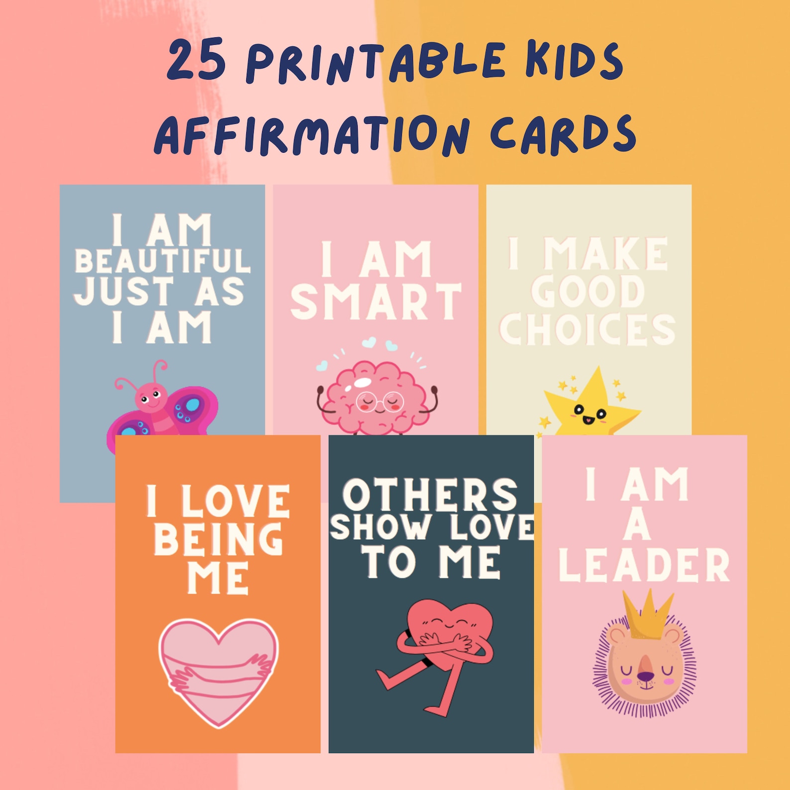 25 Printable Kids Affirmation Cards ; Digital Affirmation Cards for ...