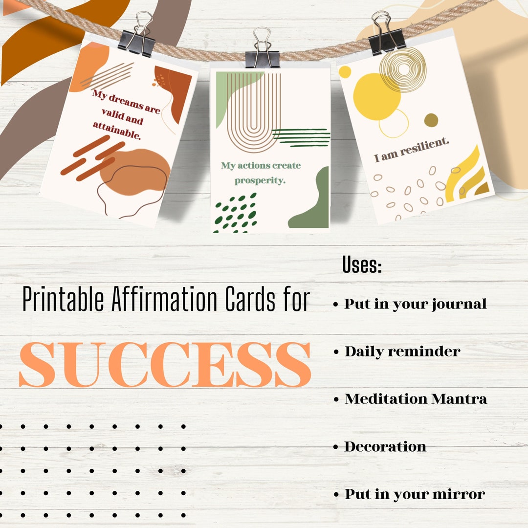 Printable Affirmation Cards for Success - Etsy