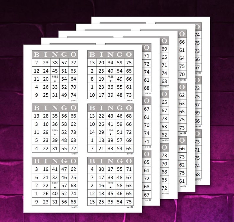 1000 Bingo Cards Pdf Download | DIY Bingo | 6 per Page | Instant ...