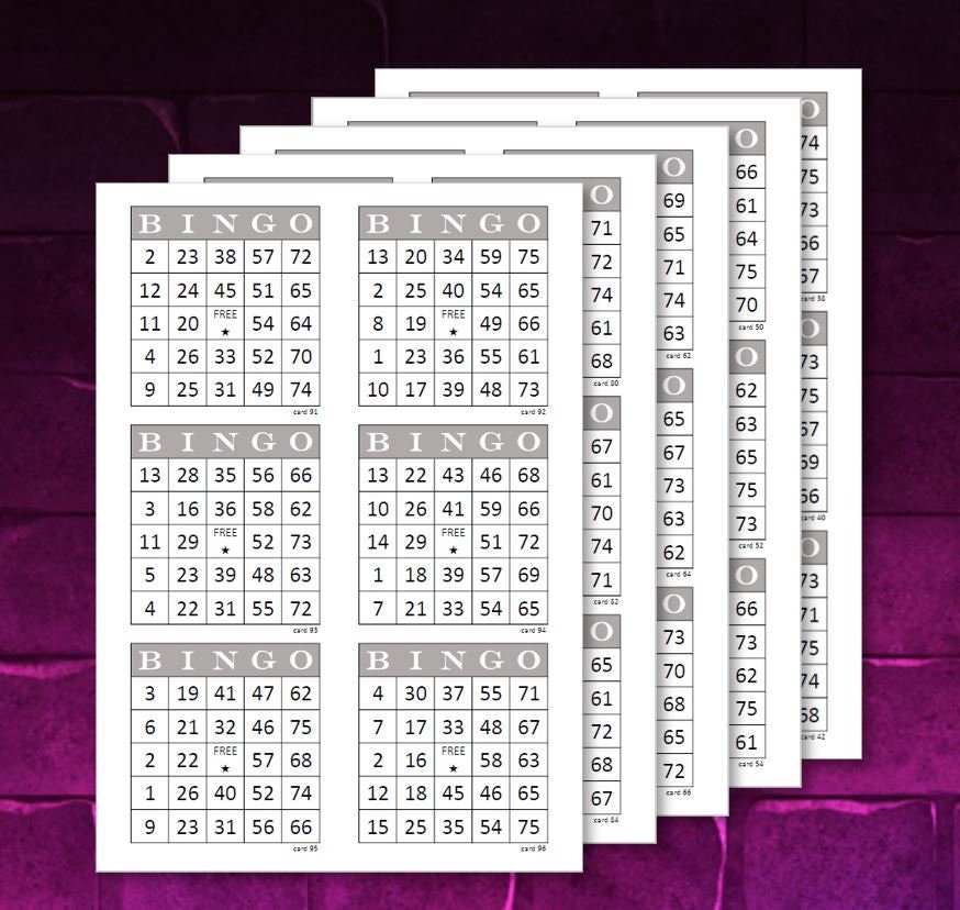 1000 Bingo Cards Pdf Download | DIY Bingo | 6 per Page | Instant ...
