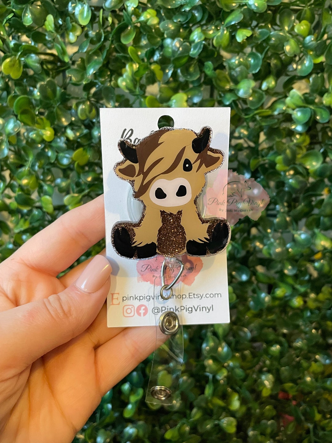 Highland Cow Badge Reel, Sitting Cow Badge Reel, Western Badge Badge ...