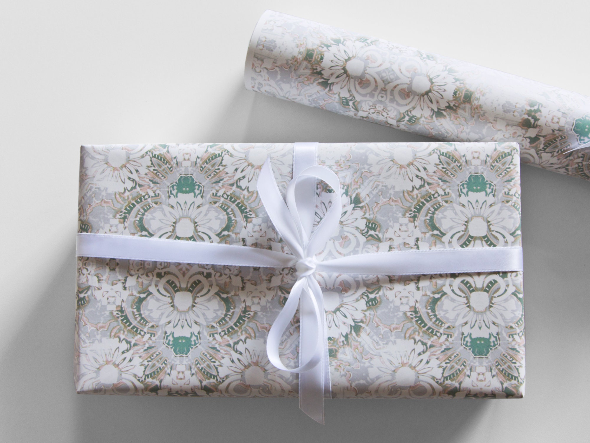 Wrapping Paper Roll ~ Carmen, Jade Blue Green Paper, 24" Wide, by the ...
