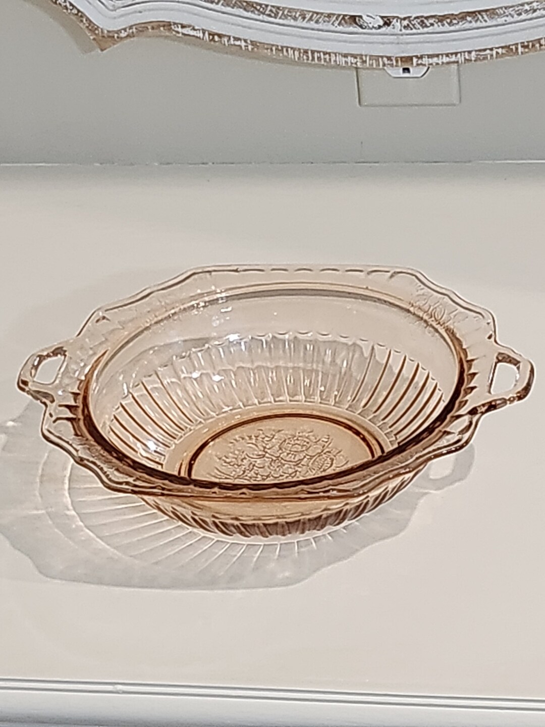 Pink Depression Glass Mayfair Open Rose 2 Handles Bowl by Anchor ...